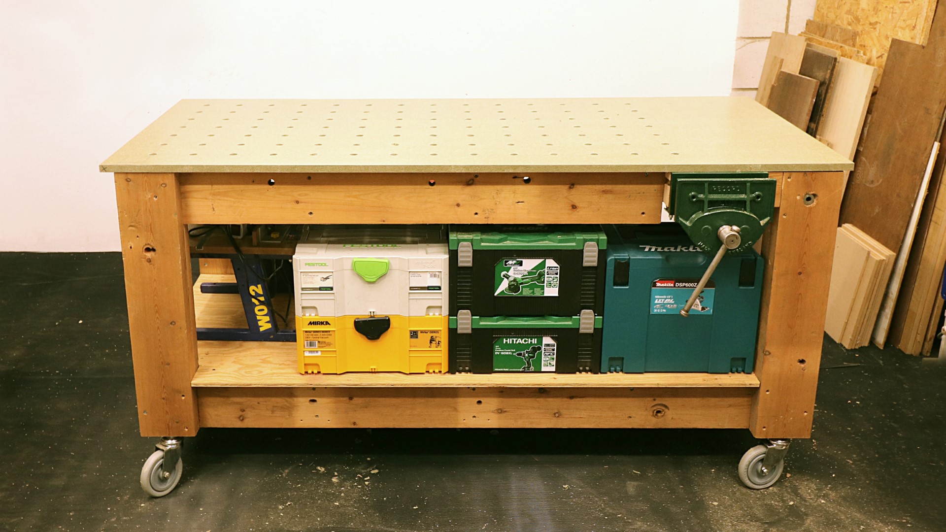 Assembly / Workbench Table - Plus Vice Restoration | Rag 'n' Bone Brown ...